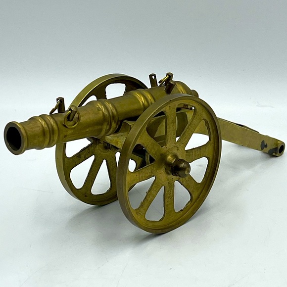 Accents | Vintage Solid Brass Army Wheeled Cannon Artillery Field Gun ...